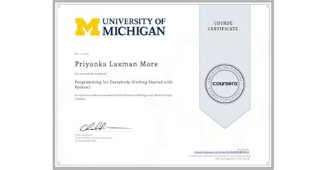 Completion Certificate for Programming for Everybody (Getting Started ...