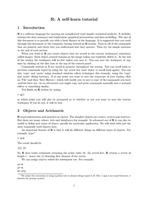 R A Self Learn Tutorial R A Self Learn Tutorial 1 Introduction R Is A Software Language For