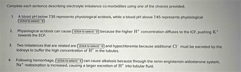 Solved Complete Each Sentence Describing Electrolyte Imbalance Co