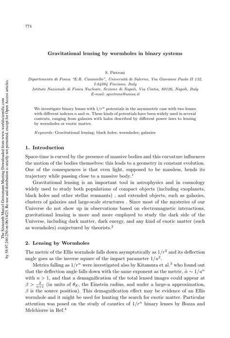 Pdf Gravitational Lensing By Wormholes In Binary Systems