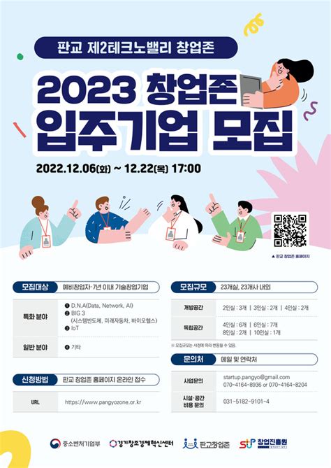 사람과 정보 아이디어와 투자가 모이는 ‘판교 창업존 2023 입주기업 모집