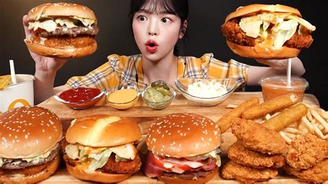 Sub맥도날드 신메뉴 진도대파크로켓버거 먹방🍔 맥크리스피 베이컨토마토디럭스에 맥너겟 치킨 치즈스틱까지 햄버거 꿀조합 Mcdonalds Burger Mukbang