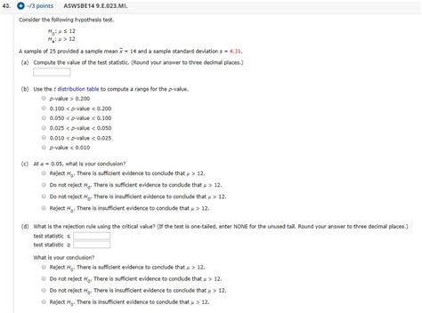 Solved 3 Points 43 Aswsbe14 9 E 023 Mi Consider The