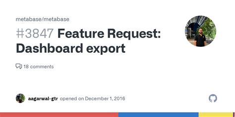 Feature Request Dashboard Export · Issue 3847 · Metabasemetabase · Github