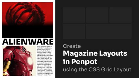 design a magazine page using css grid layout in penpot figma