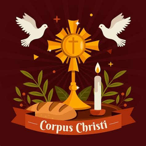 코퍼스 크리스티 종교 행사에 대한 평면 그림 프리미엄 벡터