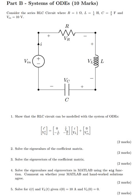 Solved Part B Systems Of ODES Marks Consider The Series Chegg