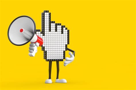 Premium Photo Pixel Hand Cursor Mascot Person Character With Red