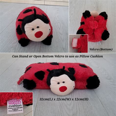 England Pillow Heads Cushion Ladybird Ladybug Plushy Pillow Furry Plush Lady Bird Bug Foldable