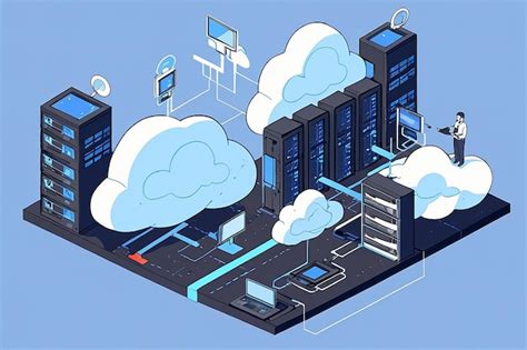 Cloud Synchronization Storage Isometric Illustration Network Infrastructure Premium Ai