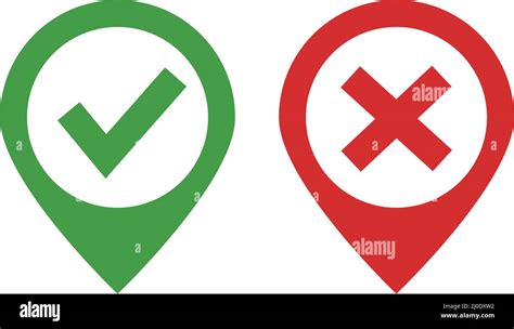 Check Mark And Cross Mark Map Pin Icon Set Editable Vector Stock