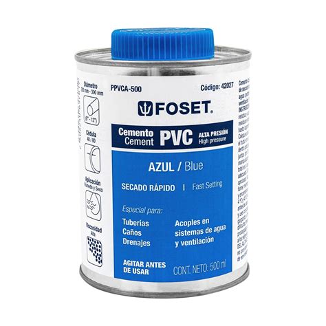 Cemento Azul Para Pvc Hasta 12 Bote 500 Ml Foset Foset Mundo Tool