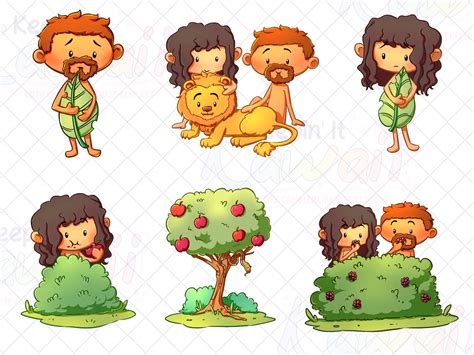 Adam And Eve Clip Art Bible Story Clipart Biblical Clip Art Etsy