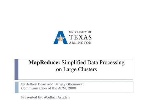 Mapreduce Simplified Data Processing On Large Clusters Ppt