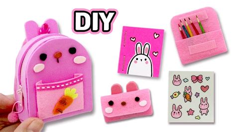 토끼학용품세트 만들기★diy Miniature Rabbit School Supplies★책가방인스필통연필미니노트예뿍 Youtube