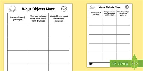 Ways Objects Move Worksheet Experiment Interactive Twinkl