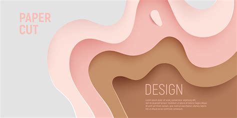 3d 점액 추상배경과 분홍색 갈색 회색 파도 레이어와 종이 컷 배너 브로셔 및 전단지에 대한 추상 레이아웃 디자인 종이 아트