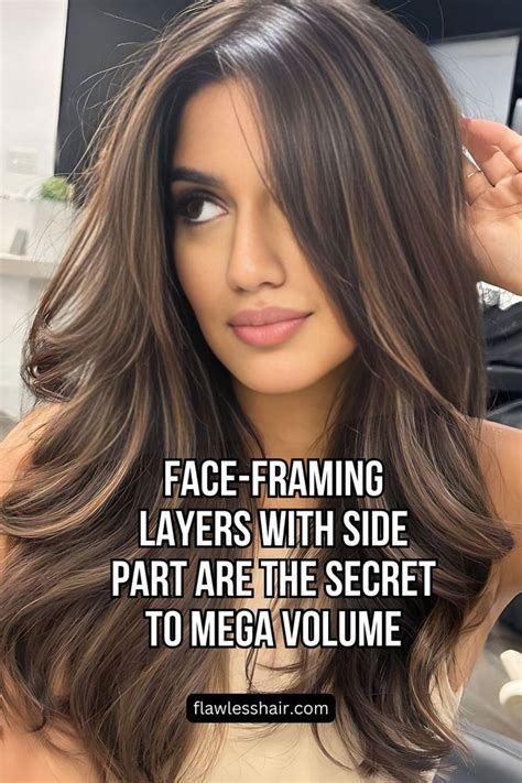 Face Framing Layers With Side Part Are The Secret To Mega Volume In