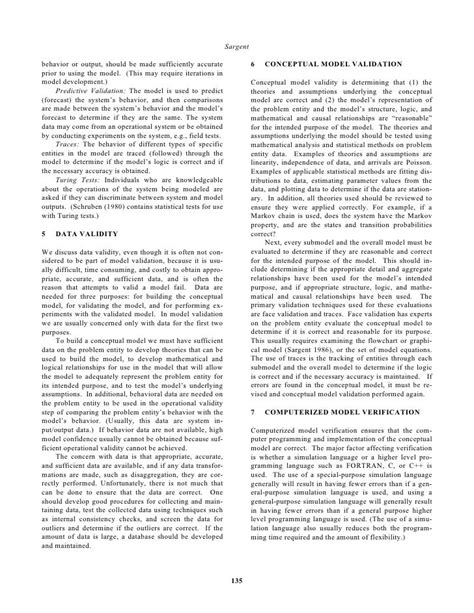 Verfication And Validation Of Simulation Models