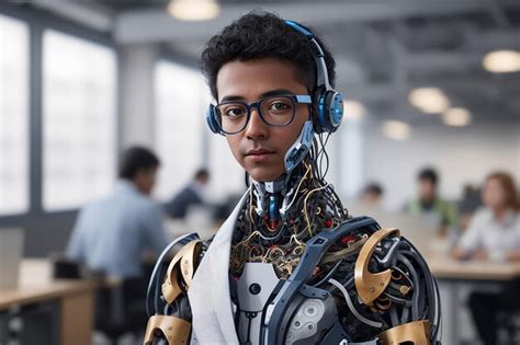 Premium Ai Image Robo Advisor Chatbot Robotic Concept Robot Finger Point To Laptop Button Ai