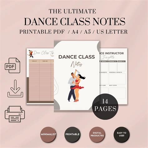 Dance Class Notes Digital Download Printable Dance Journal And Planner