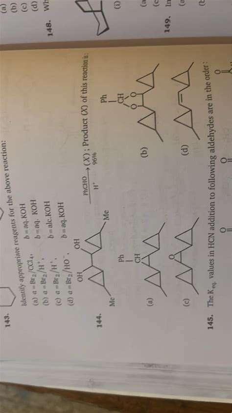 148 Identify Appropriate Reagents For The Above Reaction A A Br2 Cc