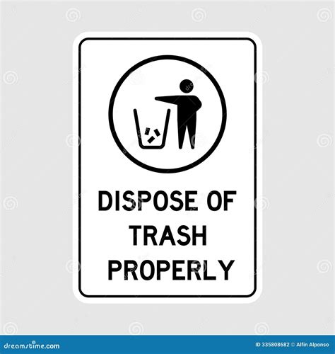 Vector Dispose Of Trash Properly Sign Stock Vector Illustration Of Recycle Litter 335808682