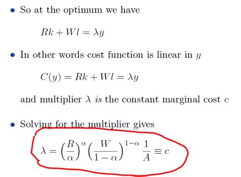 Microeconomics Marginal Cost And Lagrange Multiplier Economics