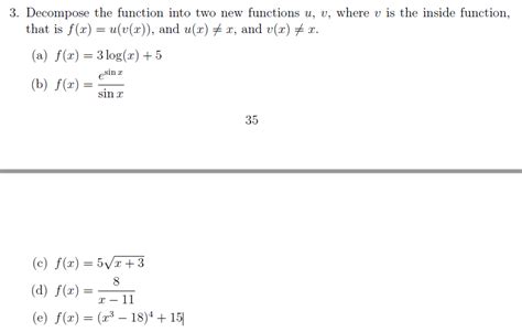 Solved 3 Decompose The Function Into Two New Functions U