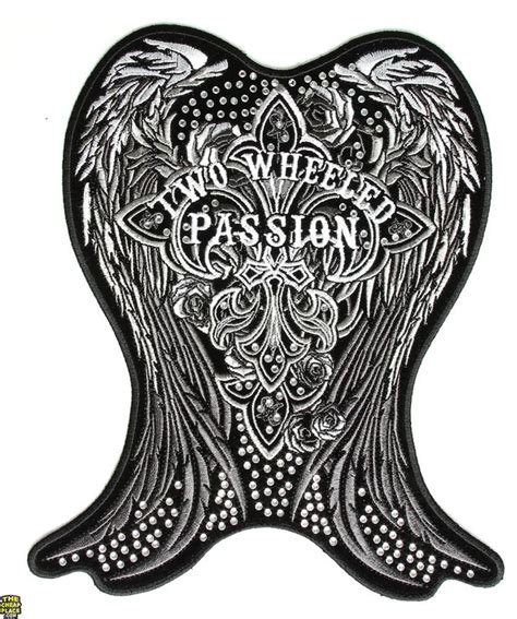 Two Wheeled Passion Angel Wings Motorcycle Vest Patch Silver Wings
