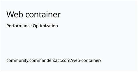 Performance Optimization Web Container