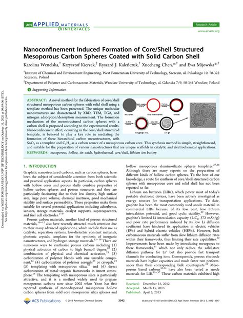 Pdf Nanoconfinement Induced Formation Of Coreshell Structured