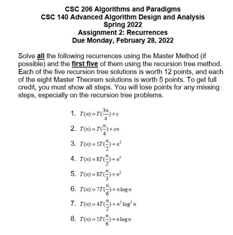 Solved CSC 206 Algorithms And Paradigms CSC 140 Advanced Chegg Com