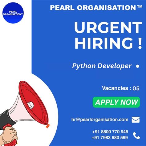 Pearl Organisation On Linkedin Hiringalert Pythondeveloper