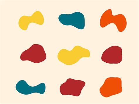 Psd Retro Colorful Abstract Shapes Blob Fluid Hand Drawn Organic Shapes Seamless Premium Ai