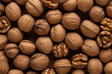 A Group Of Walnuts And A Walnut Kernel Premium Ai Generated Image