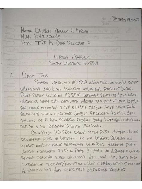 Laporan Praktikum Sensor Ultrasonik 4242201045 Pdf