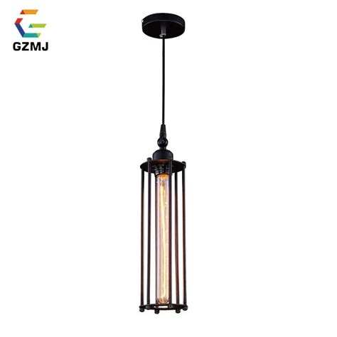 Gzmj 빈티지 금속 펜 던 트 조명 90 260v Led 가로 튜브 로프트 Hanglamp 철 레트로 E27 전구 침실 매달려