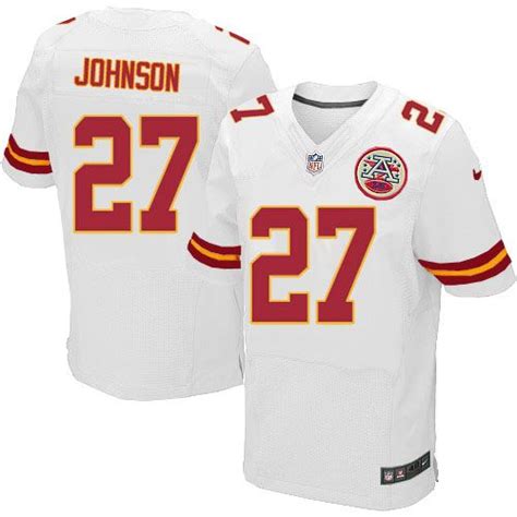 Nike Elite Larry Johnson White Mens Jersey Kansas City Chiefs 27