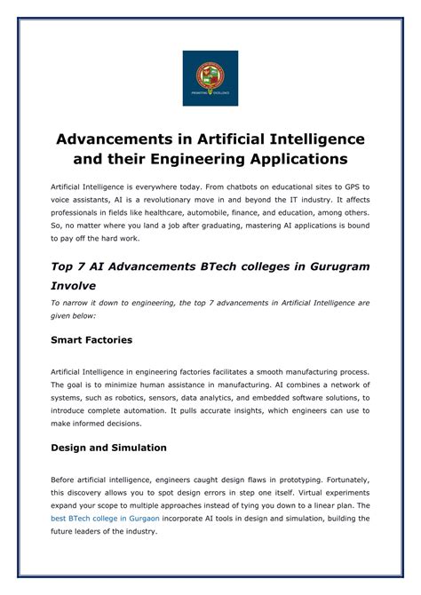 Ppt Advancements In Artificial Intelligence And Their Engineering Applications Powerpoint