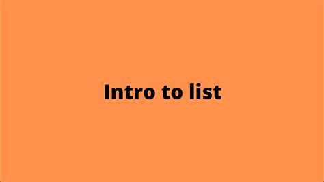 Intro To List Python Tutorial YouTube