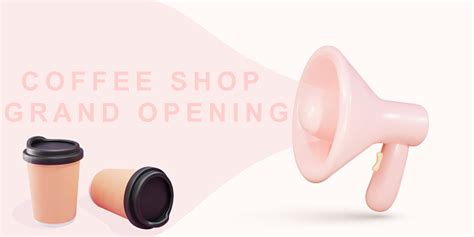 현실적인 메가 폰 커피숍 그랜드 오프닝 발표 벡터 그림입니다 0명에 대한 스톡 벡터 아트 및 기타 이미지 0명 갈색 라떼