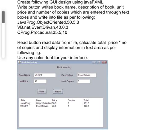 Solved Create Following Gui Design Using Javafxml Write