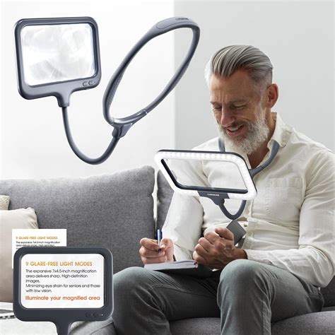 Magnifying Glass With Light Hands Free 5x Lighted Reading