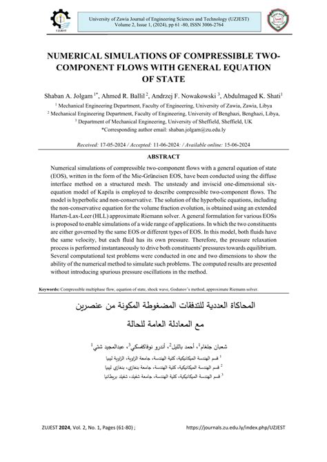 Pdf Numerical Simulations Of Compressible Two Component Flows With General Equation Of State