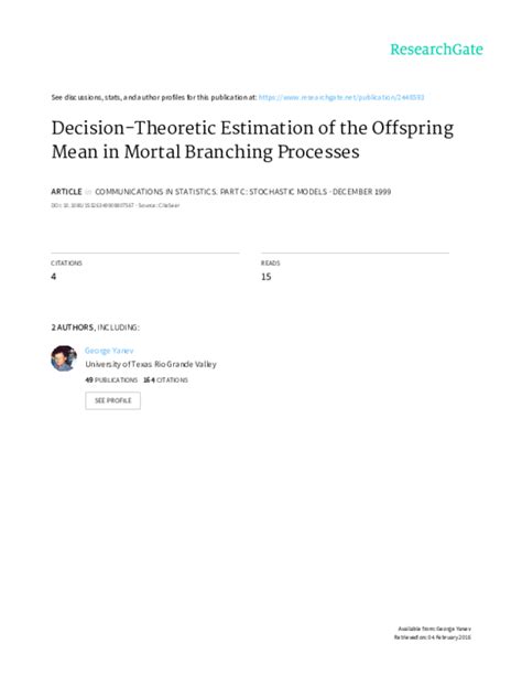 Pdf Decision—theoretic Estimation Of The Offspring Mean In Mortal Branching Processes