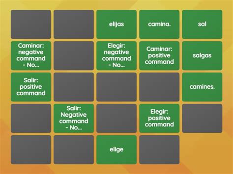 Positive And Negative Commands Matching Pairs