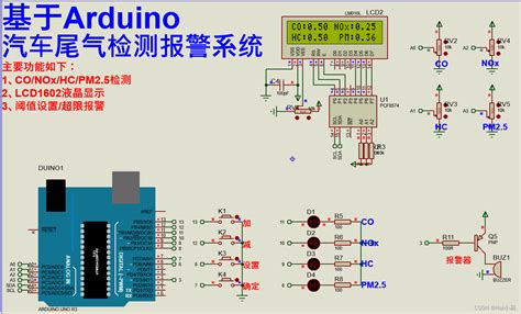 【proteus仿真】【arduino单片机】汽车尾气检测报警系统 Csdn博客