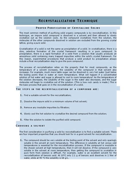 recrystallization technique solubility filtration