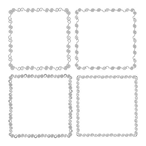 Set Of Calligraphic Abstract Square Frame Decorative Line Art Scroll Vintage Ornate Frame